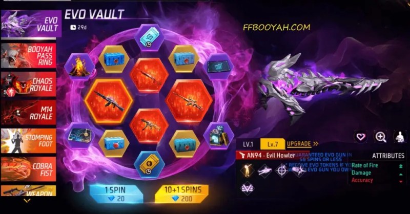 Get AN94-Evil Howler and other Evo gun skins from Free Fire New Evo ...